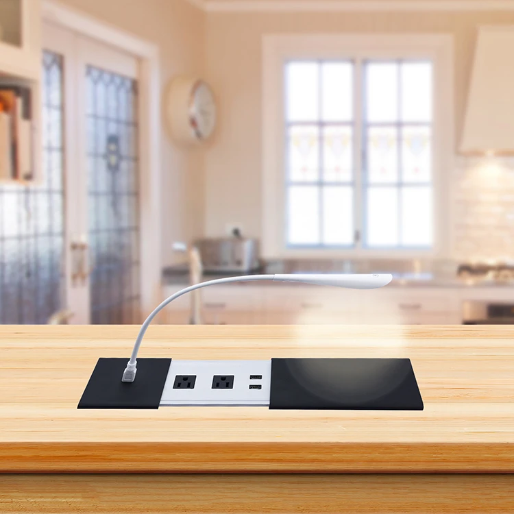 Sliding Cover Embedded Power Socket Tabletop Desktop Receptacle Outlets ...