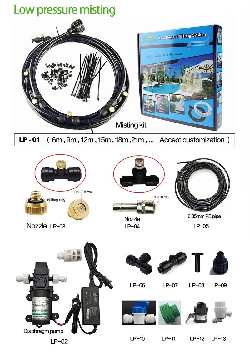 6m Low Pressure Misting System Irrigation Kits For Greenhouse Garden ... 6m Low Pressure Misting System Irrigation Kits For Greenhouse Garden ...