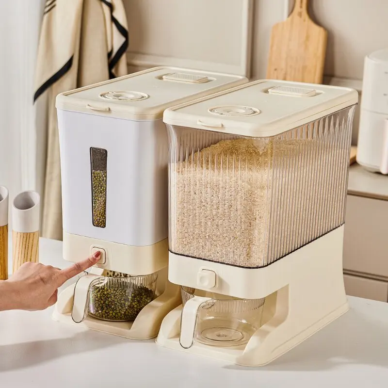 New Rice Dispenser Storage Box Container Cereals And Grain Bucket Dry ...