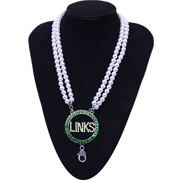 Wholesale Greek Sorority Badge Holders with Pearl Lanyards