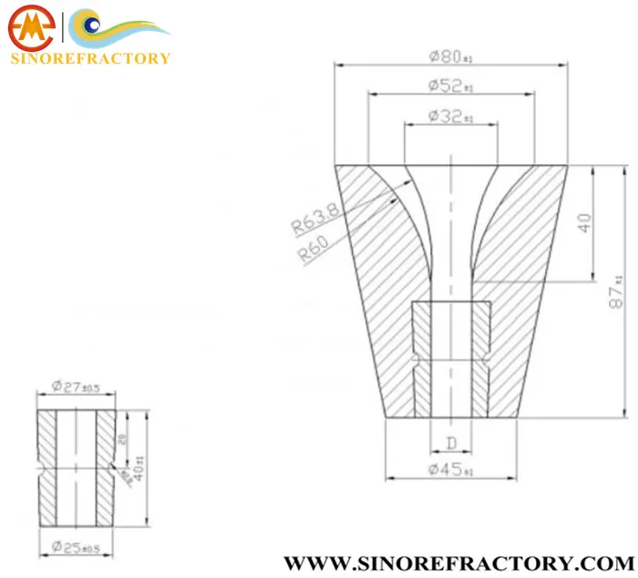 Tundish Nozzle With Zircon Insert For Steel Making - Buy Tundish Nozzle ...