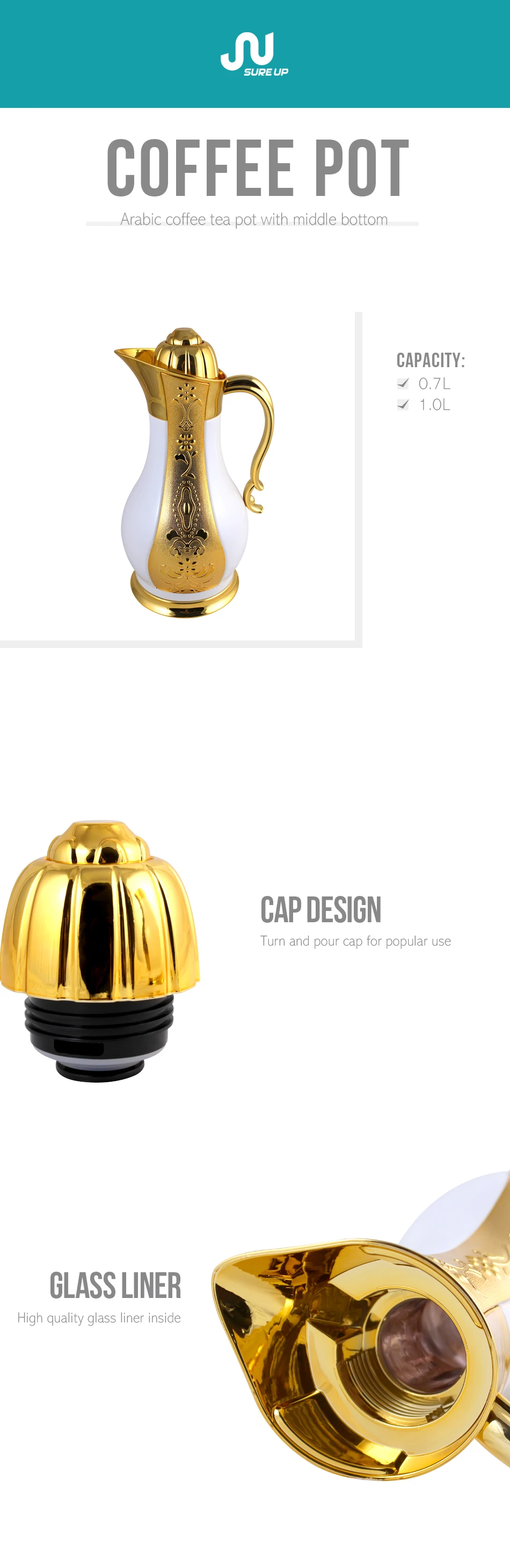 Arabic Carved Design Double Walled Insulated Vacuum Flask Coffee Tea ...