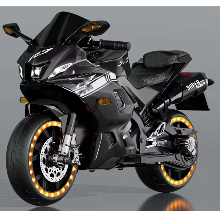 Double Motor Flash Electric Motorcycle Kids 4-10 Years Old Music Boom ...