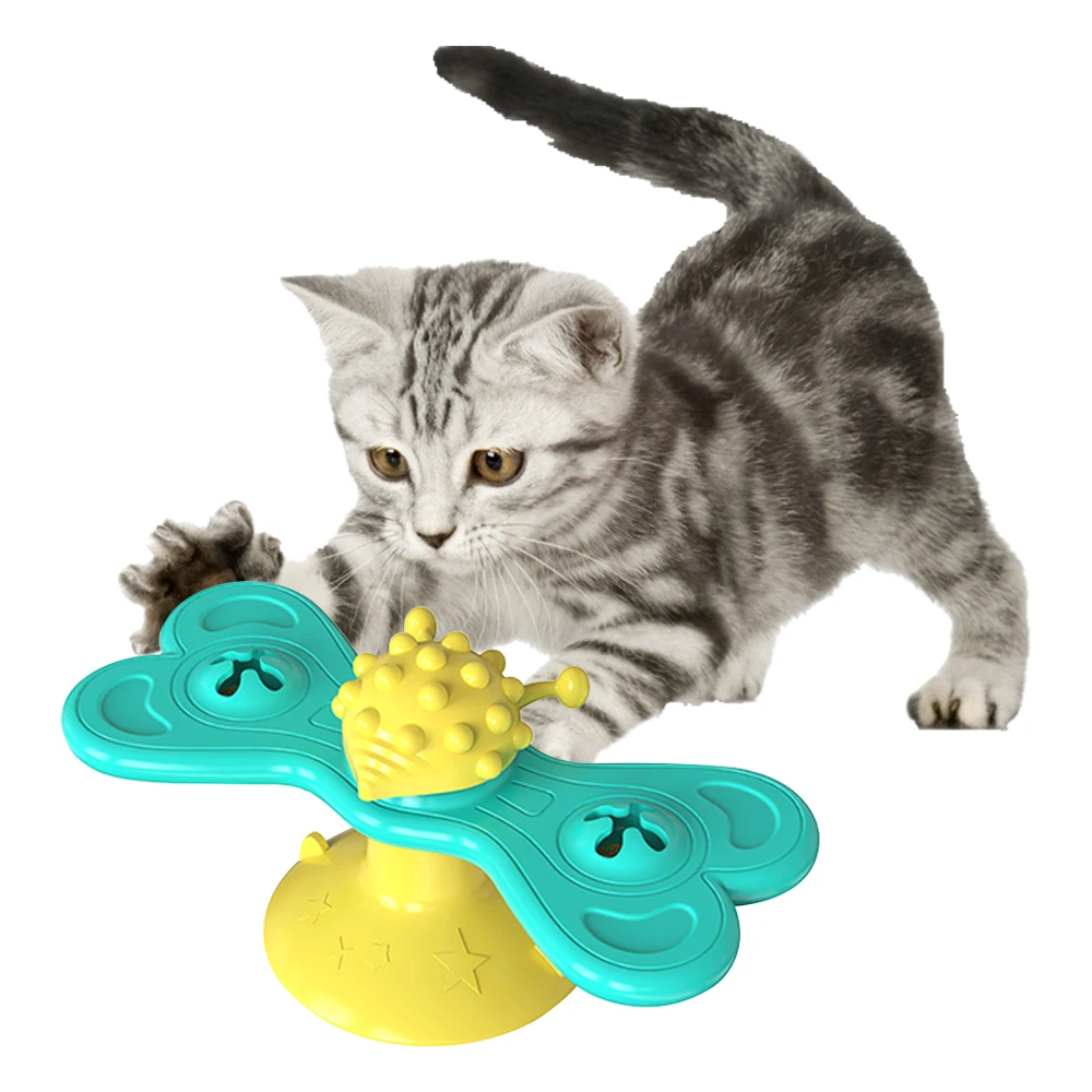 Zmaker Butterfly Spinning Windmill Cat Turntable Toy Funny Mopping ...