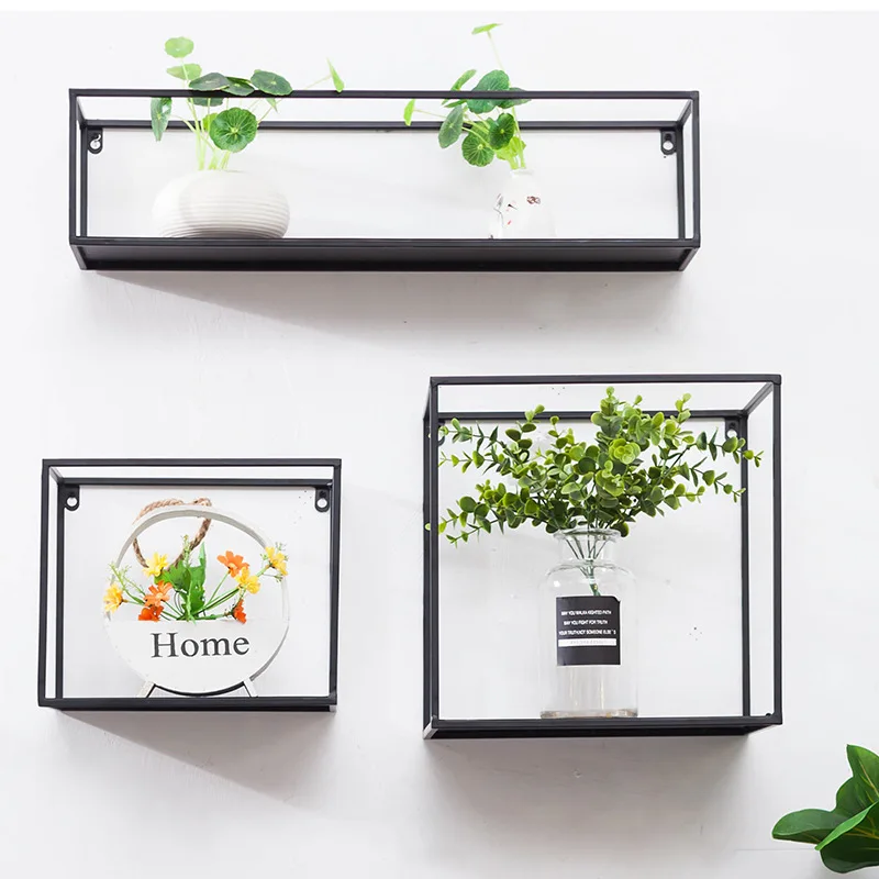 Wall Mounted Square Shelf Metal Floating Shelves Hanging Storage ...