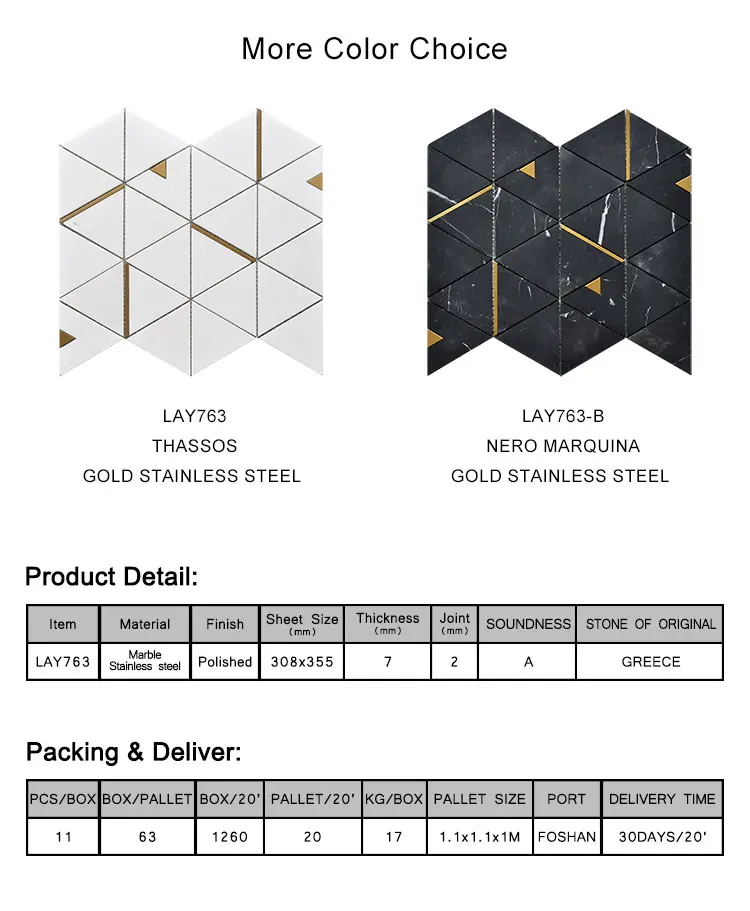 White Gold Triangle Stone Kitchen Bathroom Wall Mosaic Tile Backsplash ...