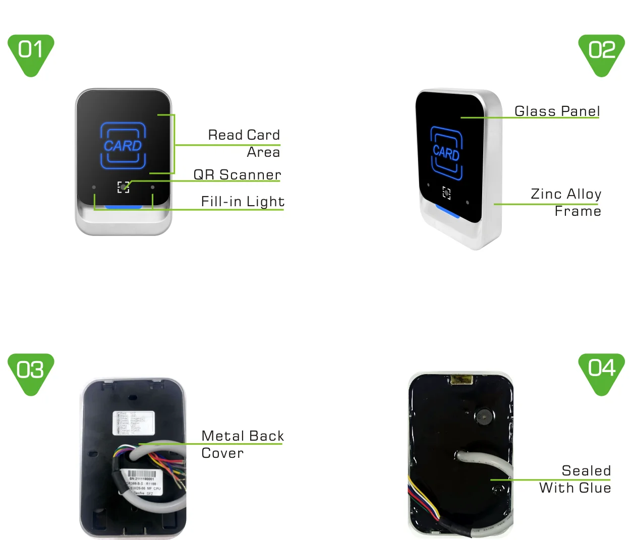 ZQR388M-B Security System Keypad QR+RFID Access Control Reader ODM