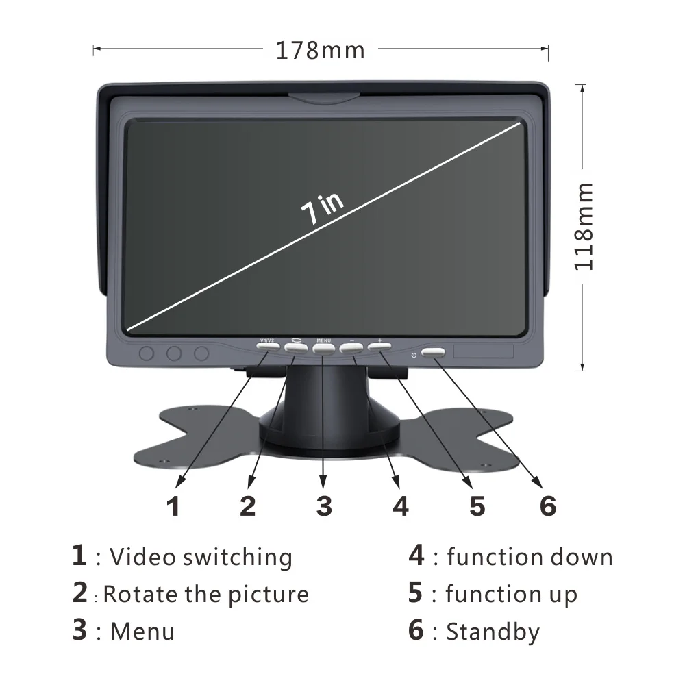 4 Channels Split Display Dashboard Car Monitor 7 Inch Screen Car Lcd Hd ...