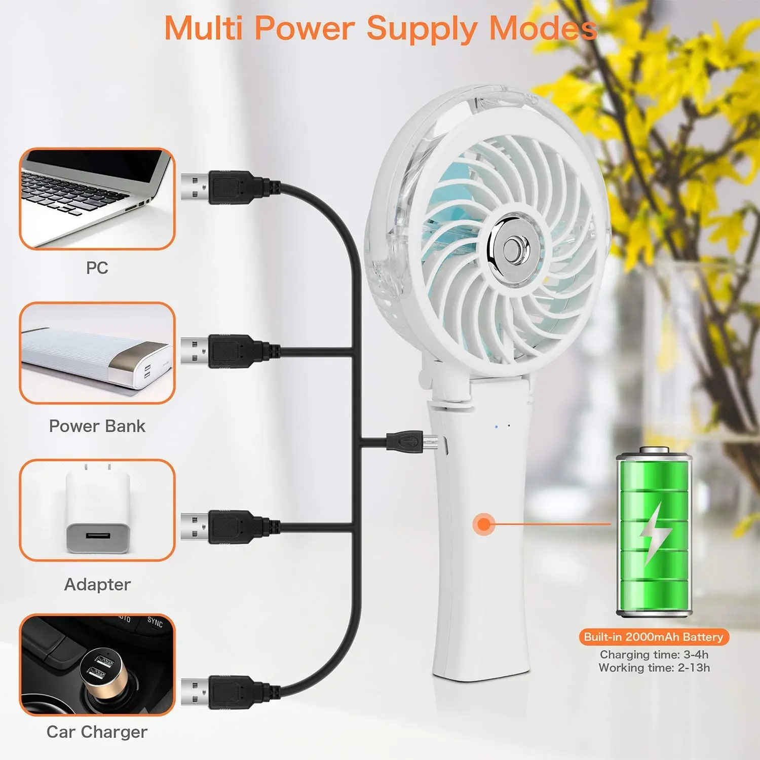 Handfan HF318 - Compact, Foldable Air Cooler with LED Lights