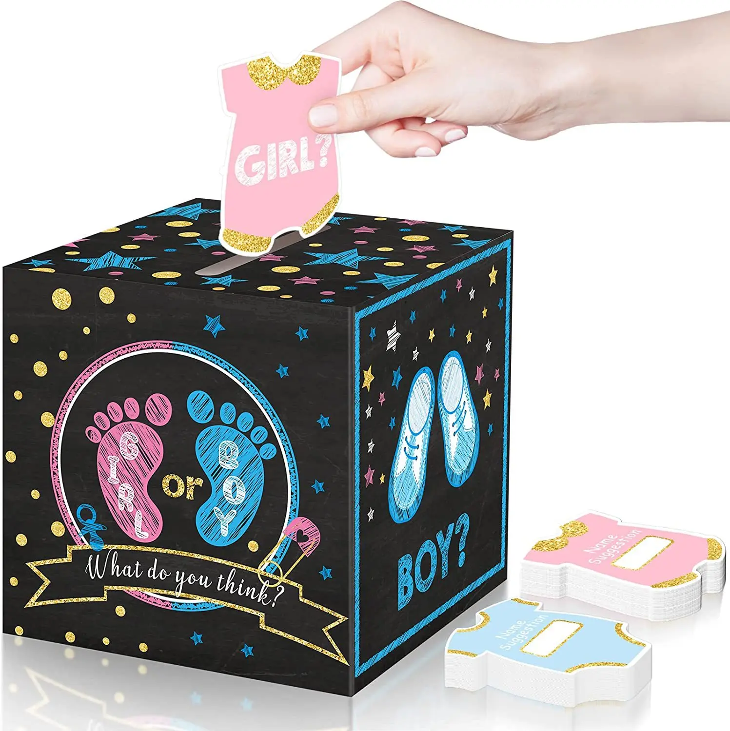 Baby Boy or Girl Gender Reveal Ballot Box Voting Cards Baby Shower ...