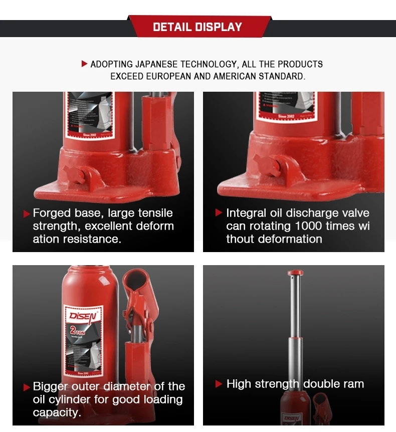 2 Ton Foot Operated Hydraulic Bottle Jack for Cars - Disen