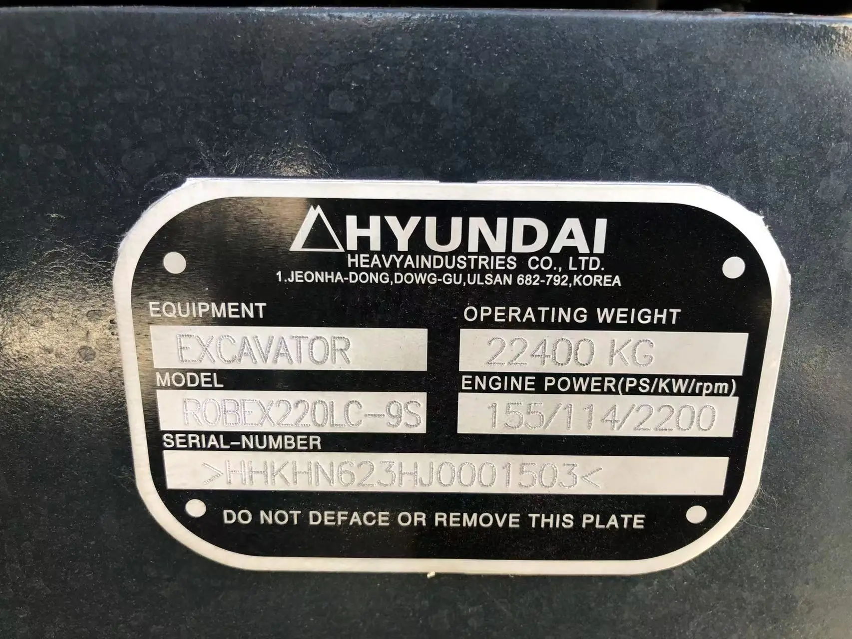 Multi Hyundai 220LC-9S Korean Excavator - Simplified Engine Machine for ...