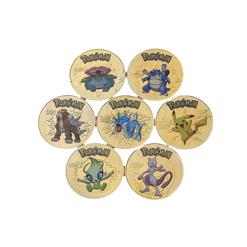 Gold-Plated Pokemon Coin 4cm Dual-Sided Pikachu/Charizard Collectible OEM