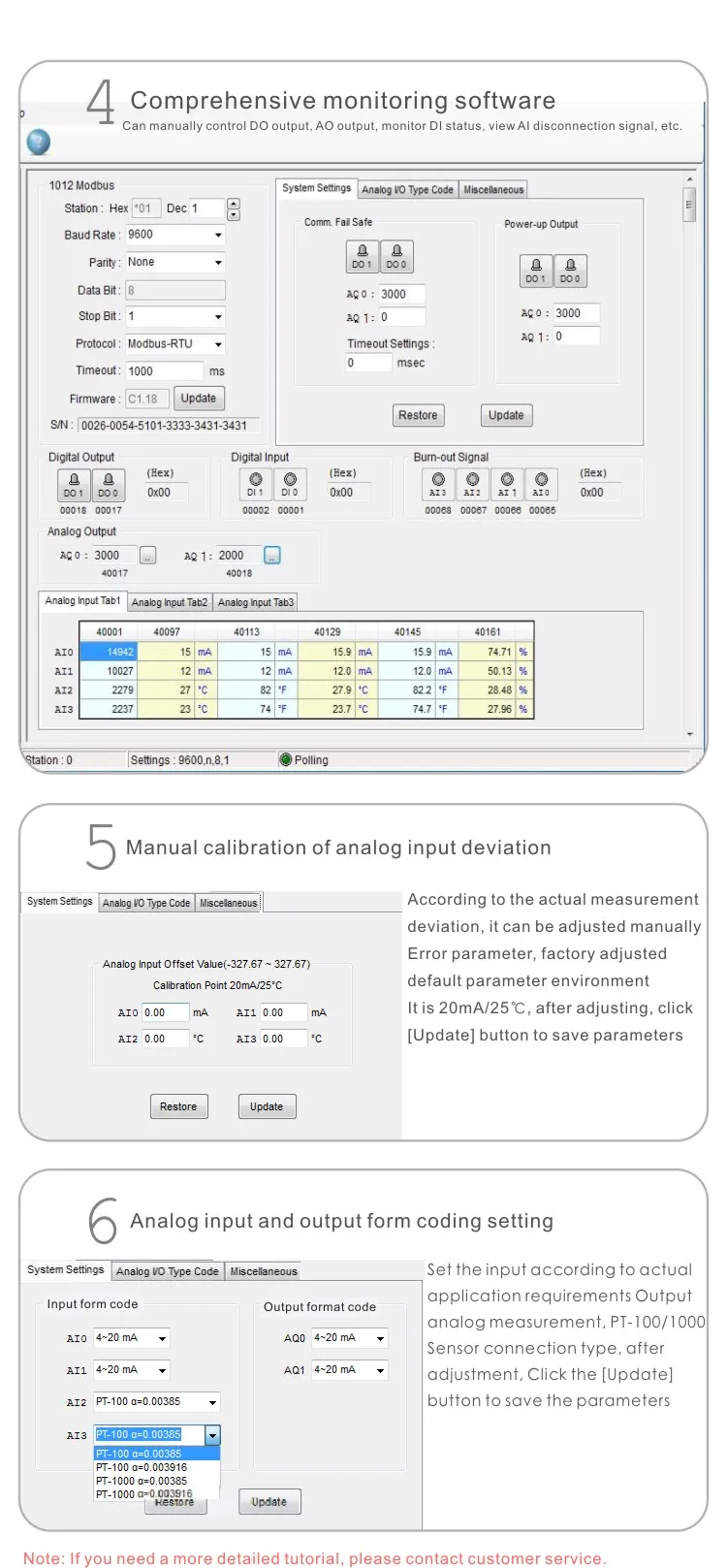 Analog I/O Module - 4AI 2AO 2DI 2DO RS-485 Port Modbus RTU