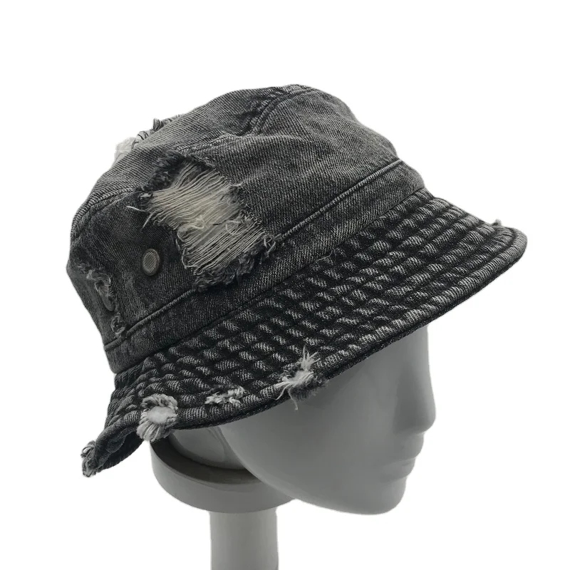 Custom Distressed Denim Bucket Hat For Outdoor Use - Oem