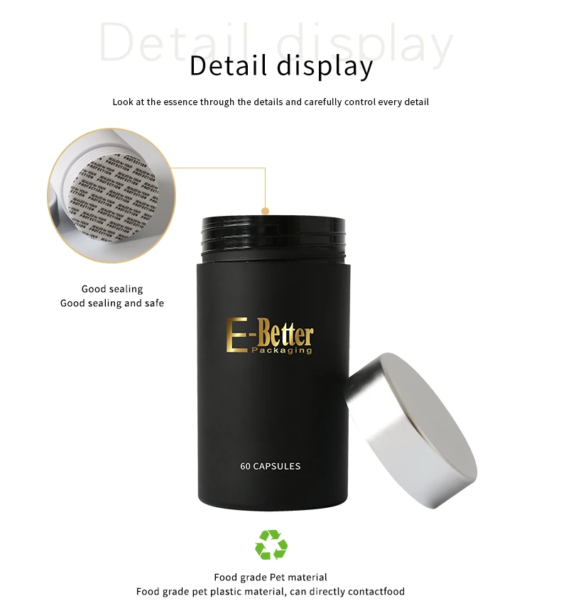 32oz Black Soft Touch Supplement Bottles for Powder Packaging