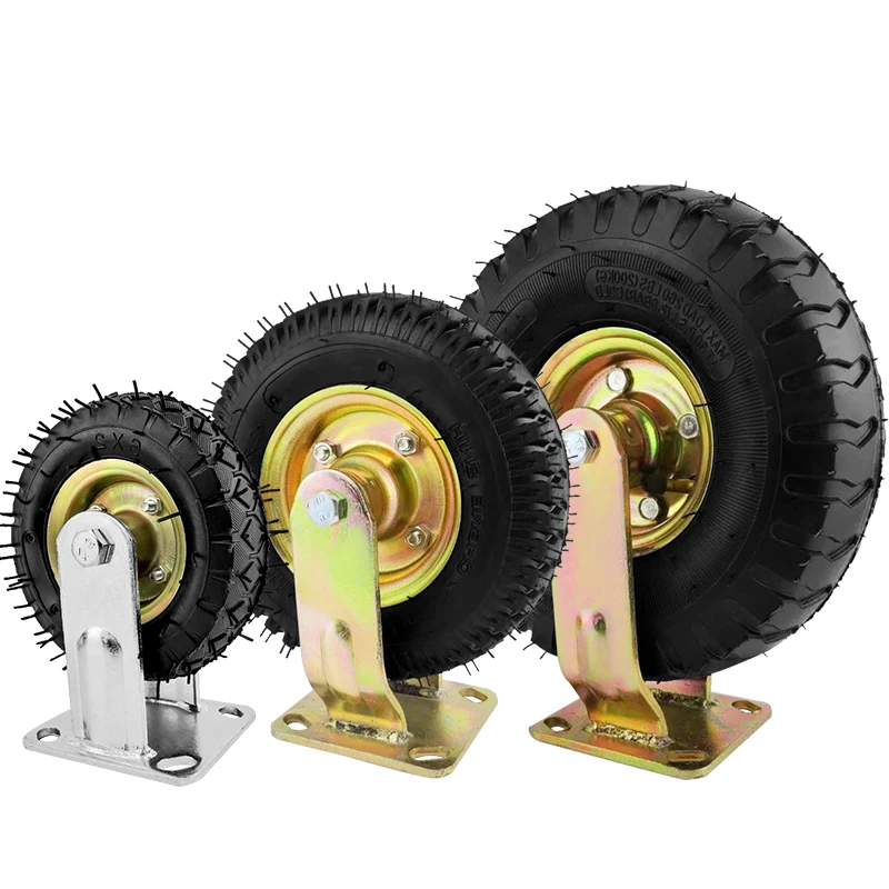 ZHUOMIAO 6 inch 8 inch 10 inch rubber castor fixed caster pneumatic ...