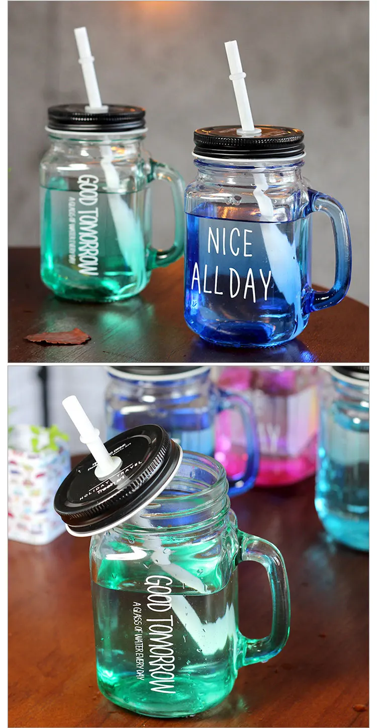 Manufacturer 16oz Colorful Empty Drinking Ice Cold Drink Glass Mason ...