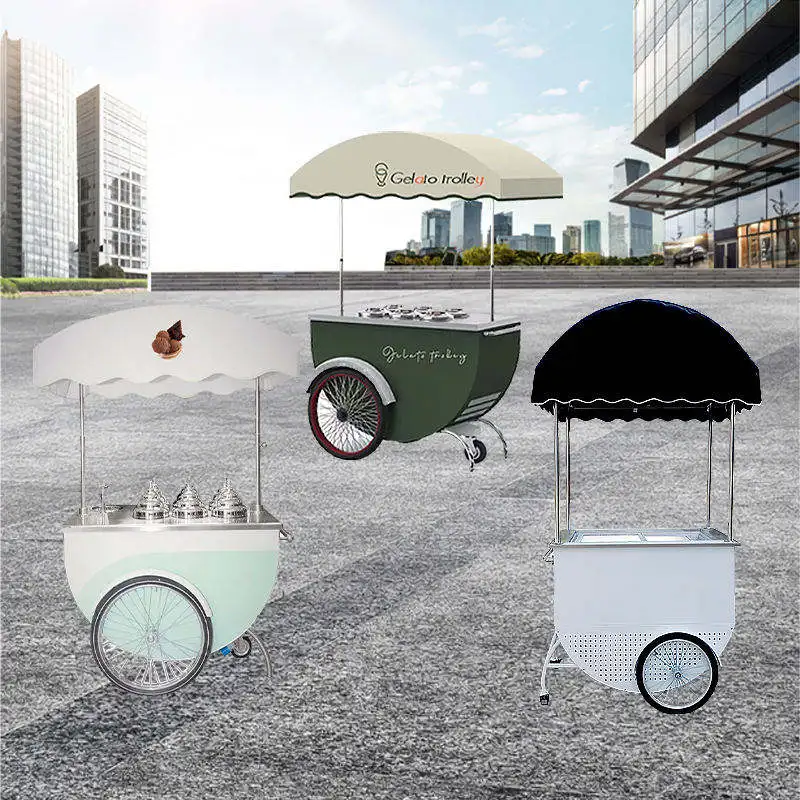 Ice Cream Handcart - Durable Stainless Steel Popsicle Cart