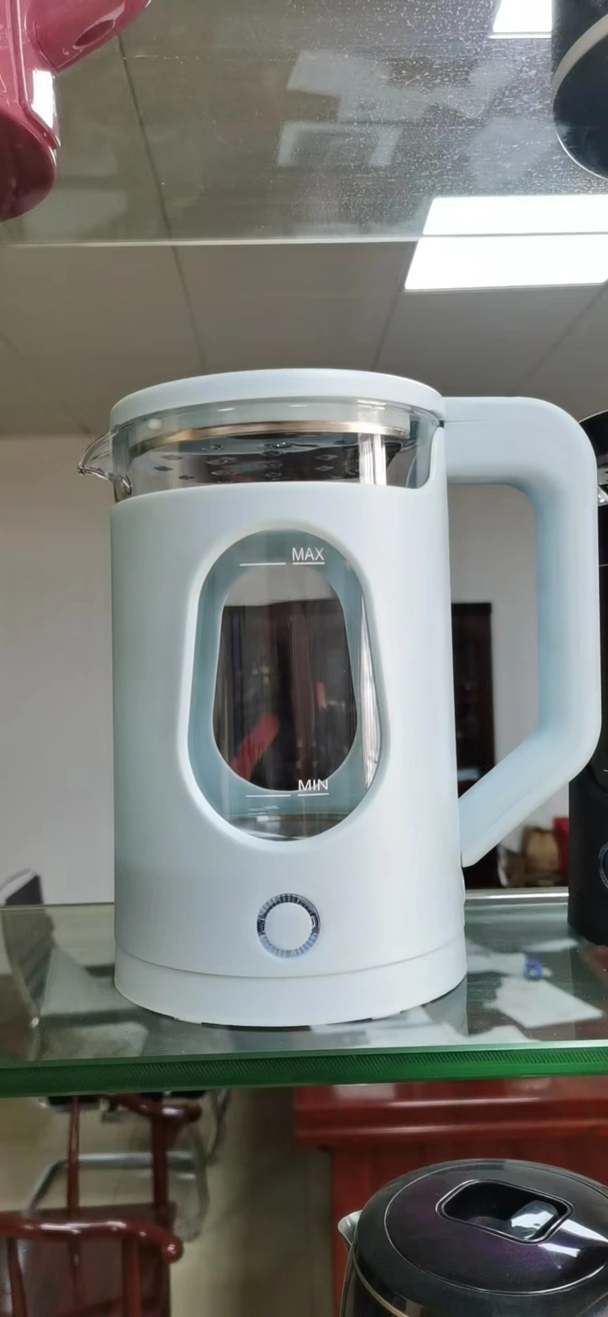 Light Blue Color Glass Electric Kettle With Good Quality Controller 1 ...