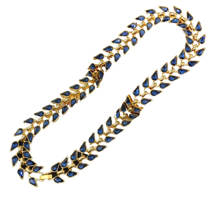 Medieval Series Collars Mysterious Sapphire Diamond Leaf Modeling ...