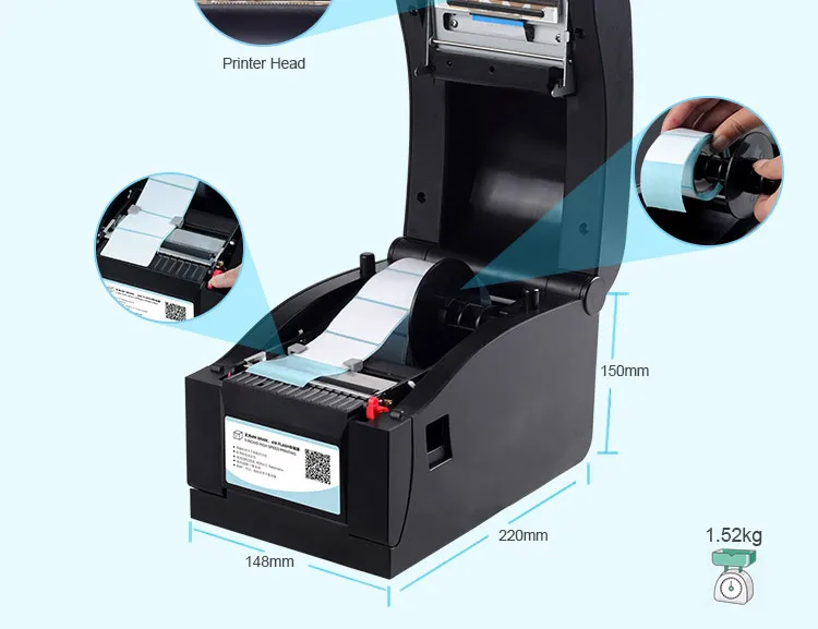 Xprinter XP-350B 80mm Barcode POS Receipt Printer Black White Thermal ...