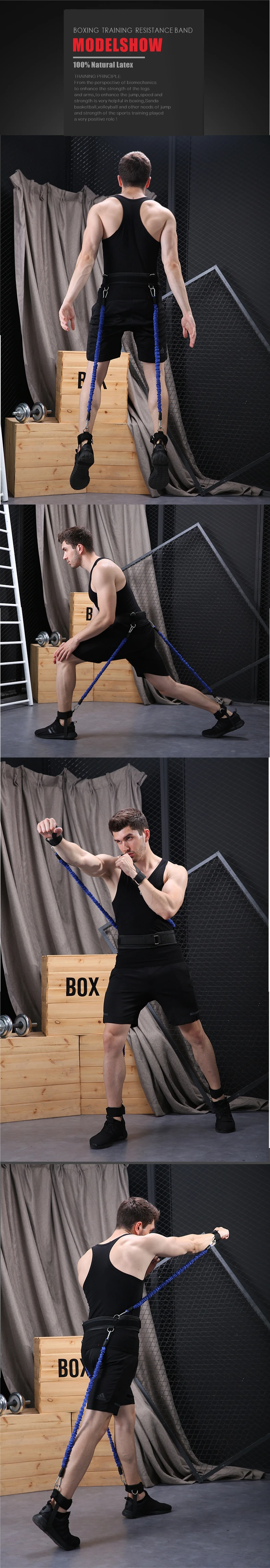 150lb Sports Boxing Training Resistance Bands Explosive Force Fitness ...