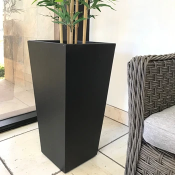 Durable trapezoid garden pottery flower pot Hand-make vase, View garden ...