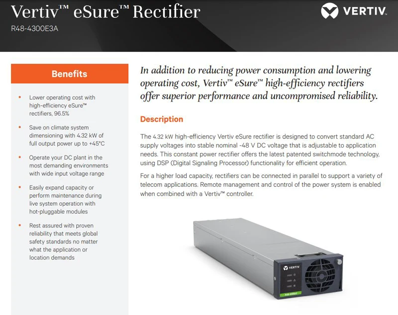 Emerson/vertiv 48v Dc Telecom Network Power Supply Rectifier Module R48 ...