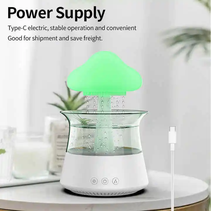 Raining Cloud Lamp Mushroom Water Diffuser Night Light Aroma Essential ...