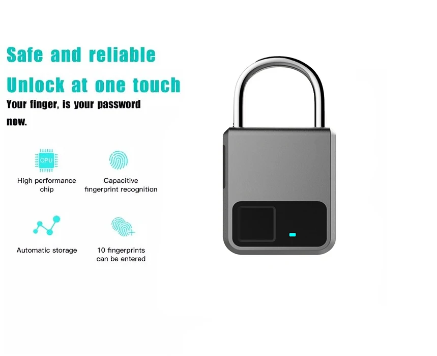Biometric Safety Smart Fingerprint Locker Pad Lock| Alibaba.com