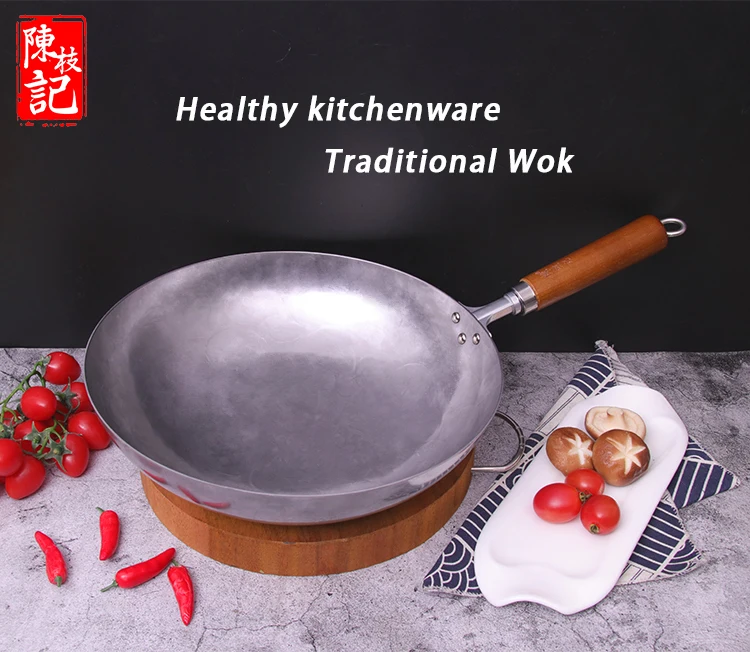 Chinese Handmade Kitchen Iron Frying Woks Non-stick Wok Pan Carbon ...