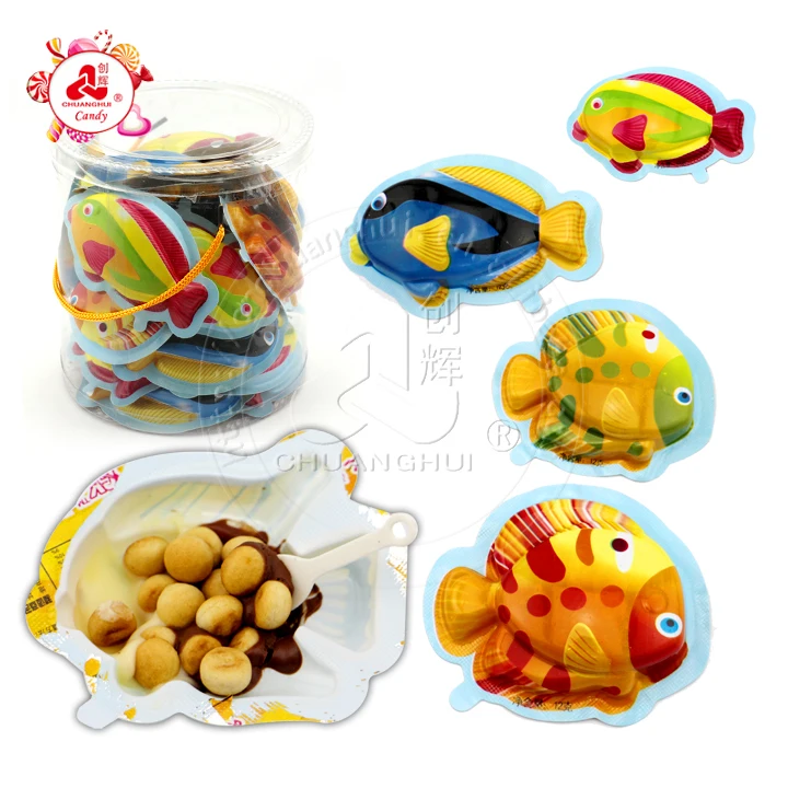 12g Fish Shape Chocolate Biscuit Cup / Fish Cup Chocolate With Biscuits ...