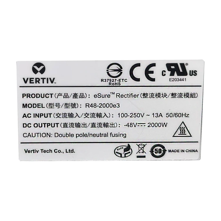 Vertiv Telecom Power Rectifier R48-2000E3 - 2000W Efficiency