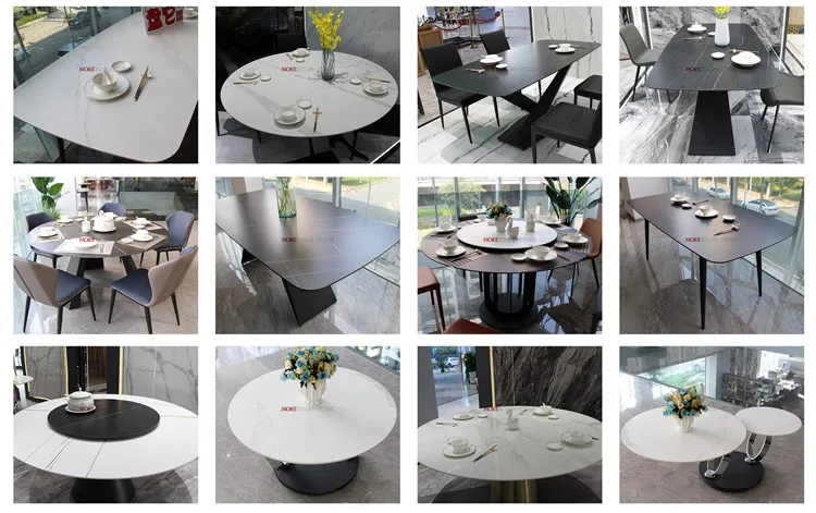 Large Format Black Marble Texture Porcelain Slab Dining Table