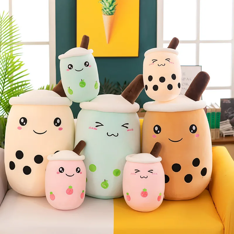 Boba Milk Tea Plush Toy Super Soft Plush Pillow Kawaii Fruit Strawberry ...
