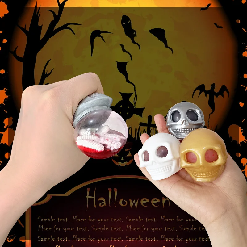 Unisex Squishy Fidget Toys Rubber Squeeze Skull Toy for Kids Aged 5 to ...