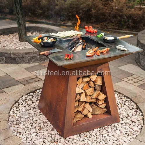 Barbecue Grill Corten Steel Fire Table for Camping
