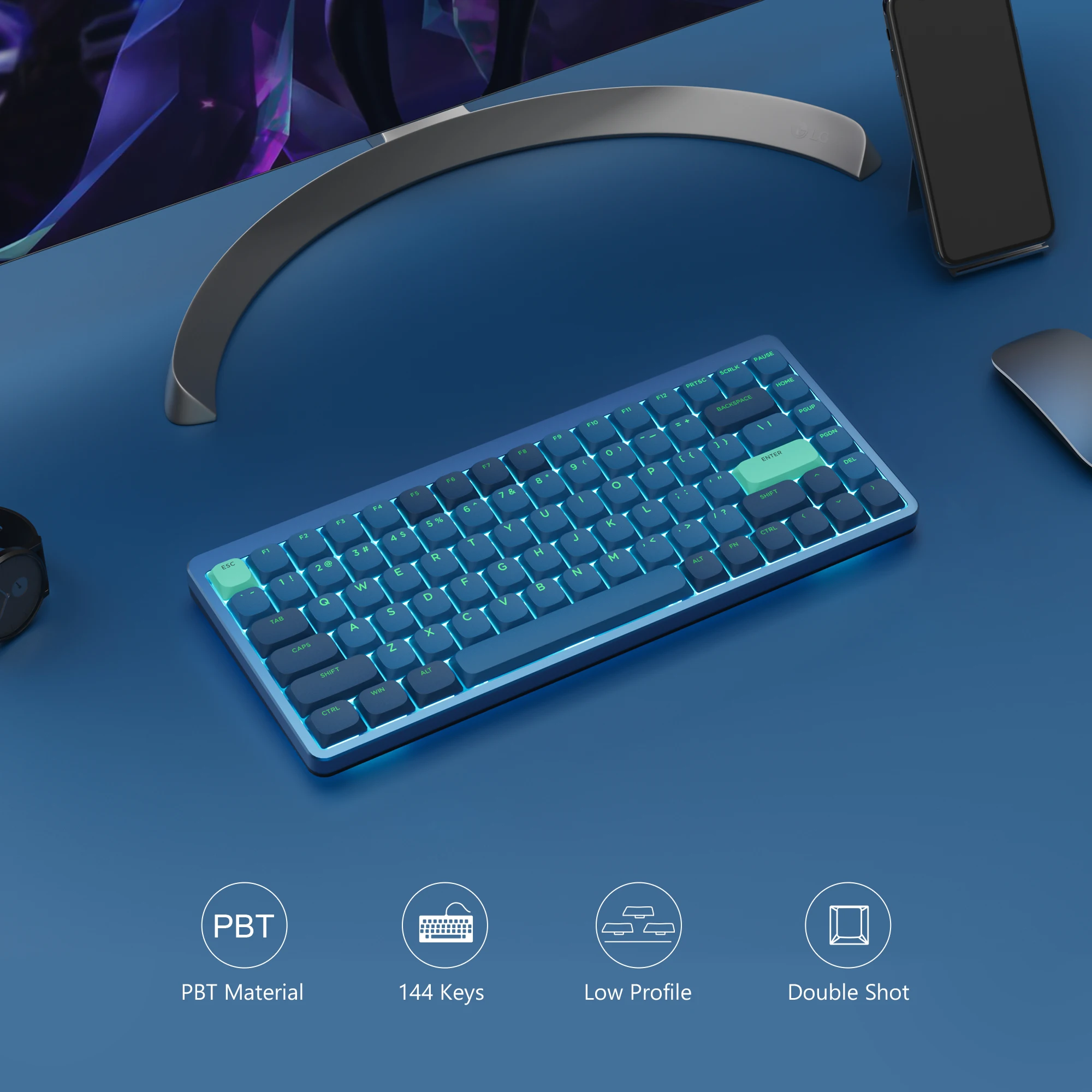 Low Profile Custom Keycaps Set for Mechanical Keyboards - OEM