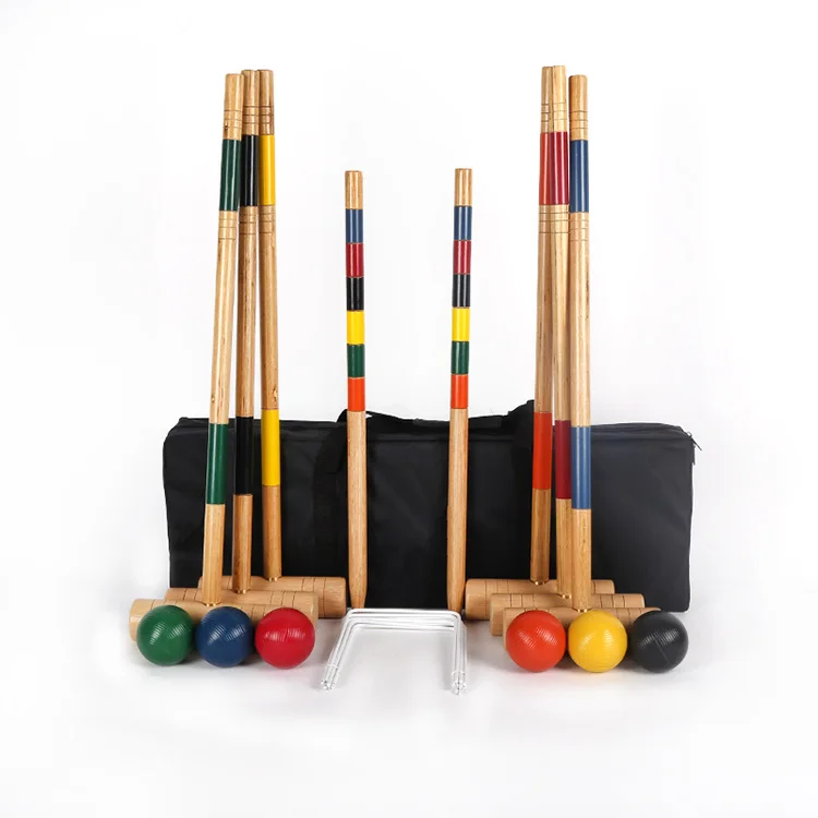 6-Players Wooden Lawn Sports Croquet Set with Mallets for Family ...