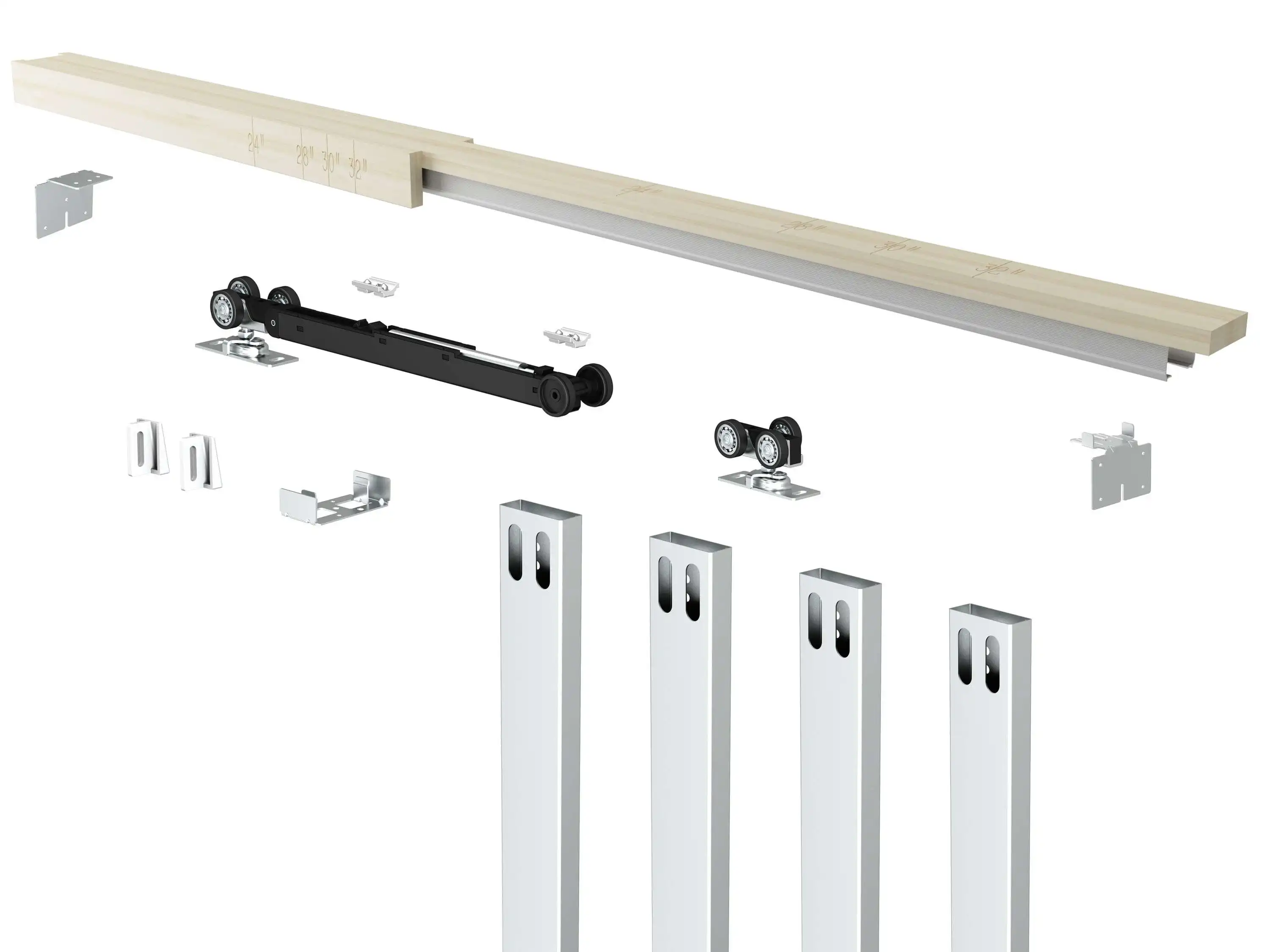 Metal Glass Sliding Door Pocket Door Hardware Full Set