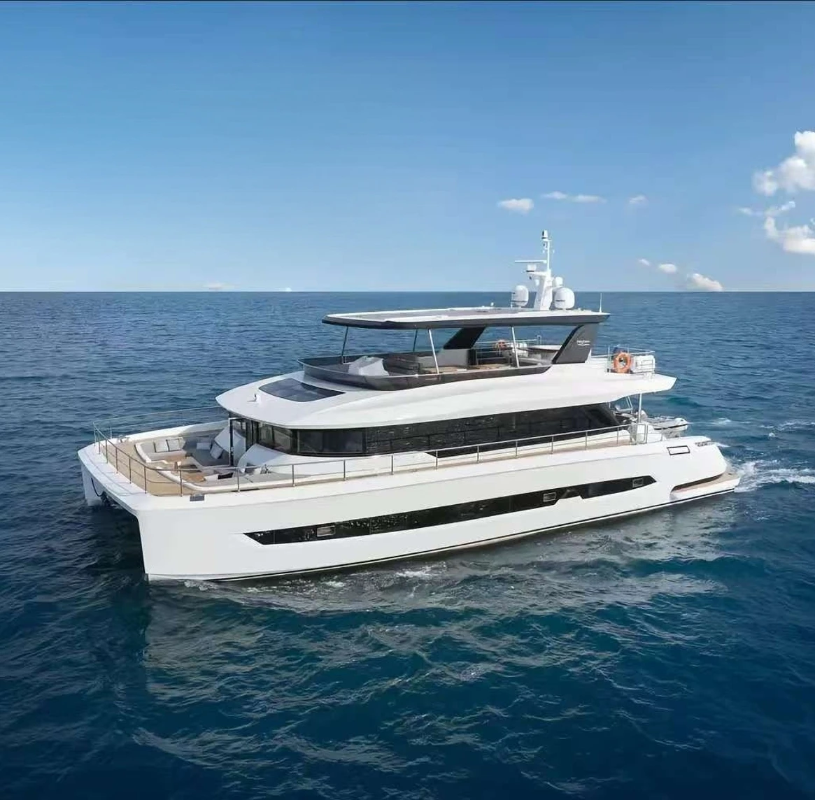 Super-Luxury Vista 75 Fiberglass Catamaran Yacht Inboard Engine ...