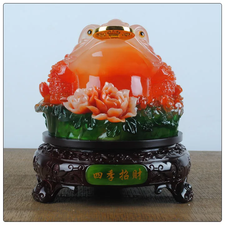 Feng Shui Fortune Frog with Coin - Jade Color Money Frog Figurine for ...