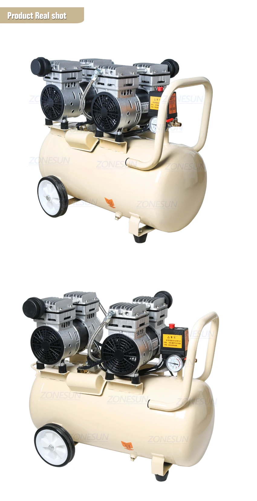 ZONESUN ZS-AC50L Oil-Free Air Compressor for Dental & Woodworking