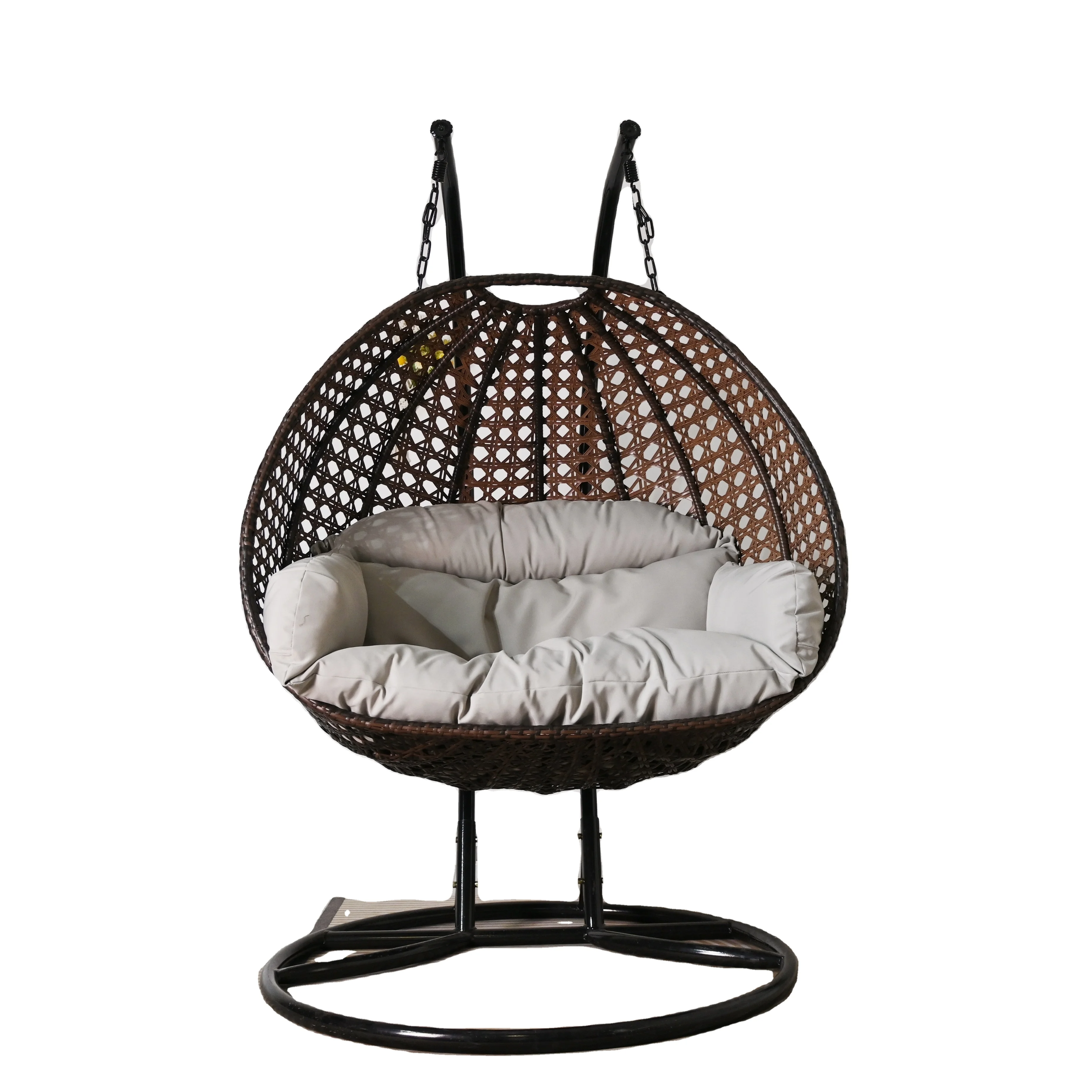 Double Patio Swings 2 Seat Luxury Rattan Hanging Egg Chair Garden Patio ...