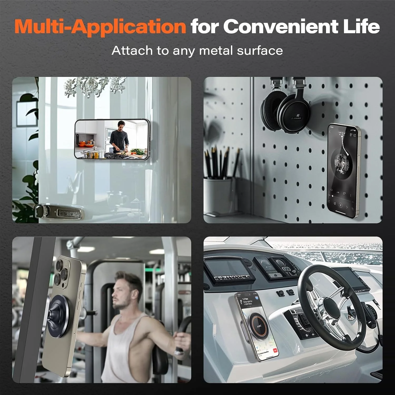 Magnetic Gym Phone Holder Golf Cart Phone Mount - Portable & Adjustable