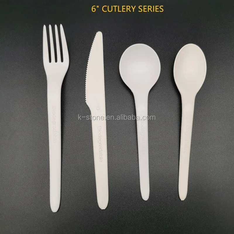 Biodegradable Corn Starch Food Packing Flatware 6 Inch Single Use ...