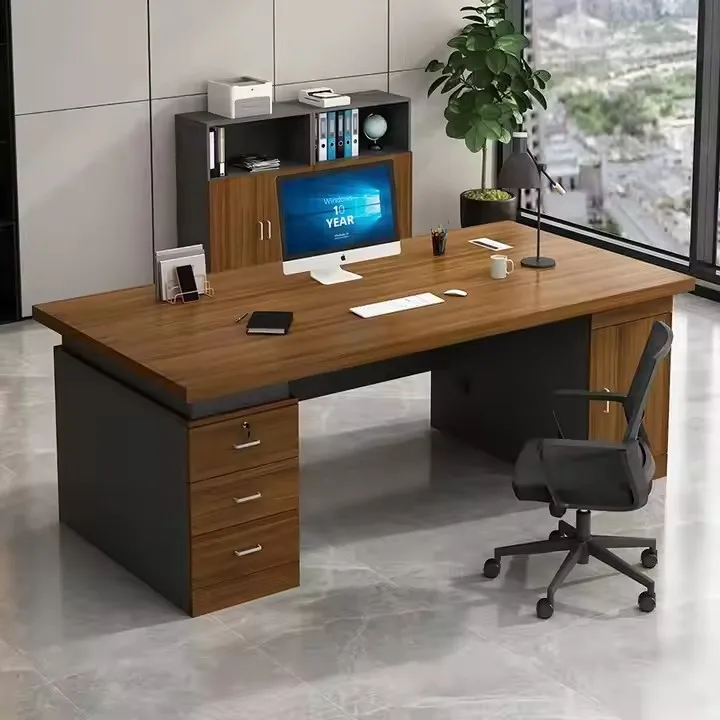 Office Furniture Solid Wood Office Desk Chair Set Simple Wooden Staff ...