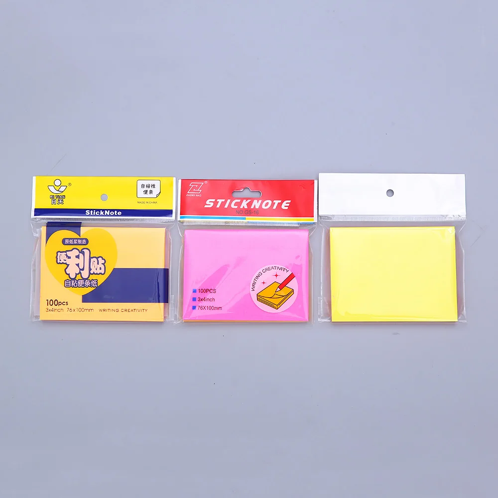 100 Sheets Per Pad 3x4 Inches Neon Rainbow Color Fluorescent Paper ...