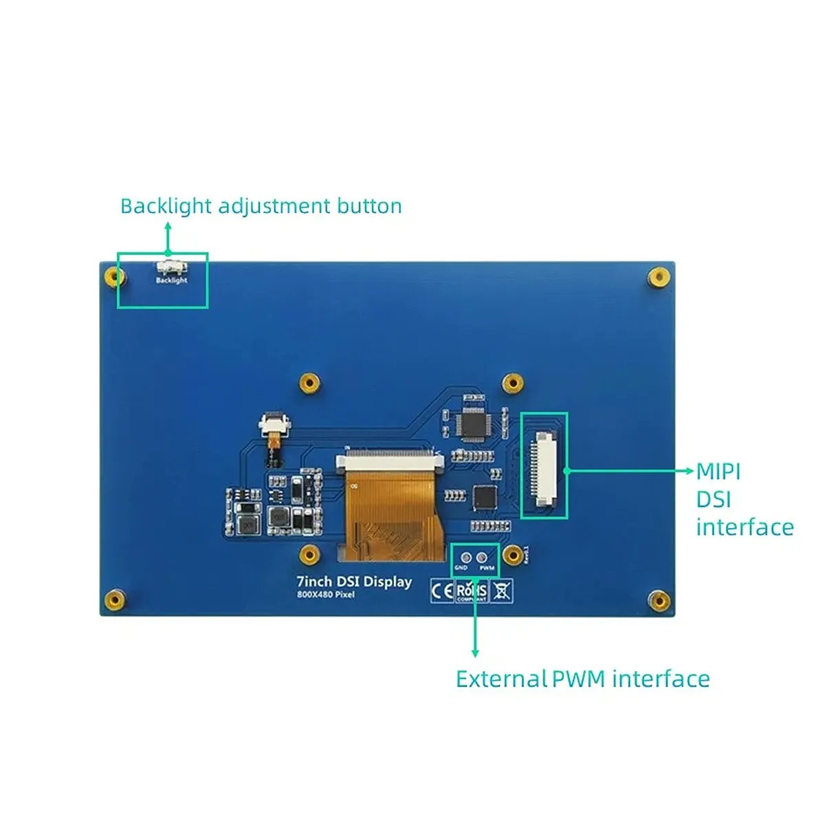 7 Inch Dsi Lcd 800*480 Touch Screen For Raspberry Pi 4b 3b 3a Or ...